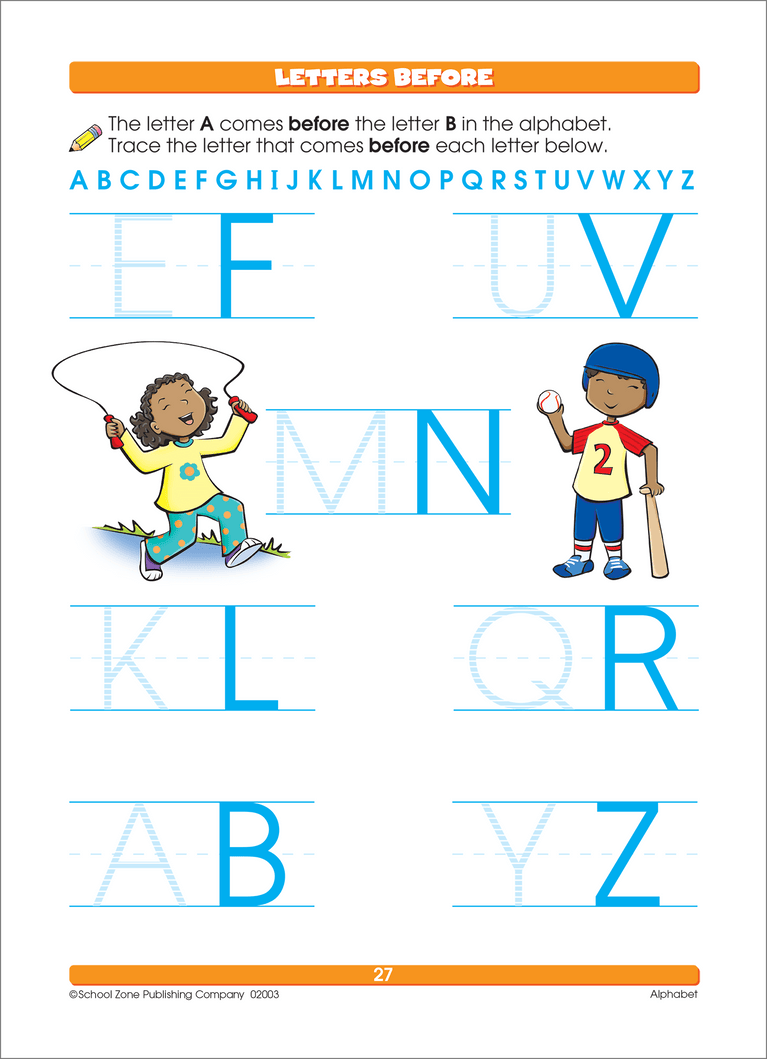 Alphabet Grades K-1 Workbook – School Zone Publishing Company