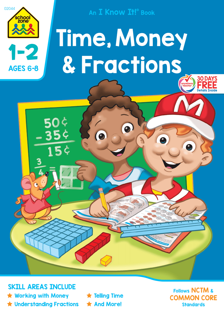 Time, Money & Fractions Grades 1-2 Workbook – School Zone Publishing ...