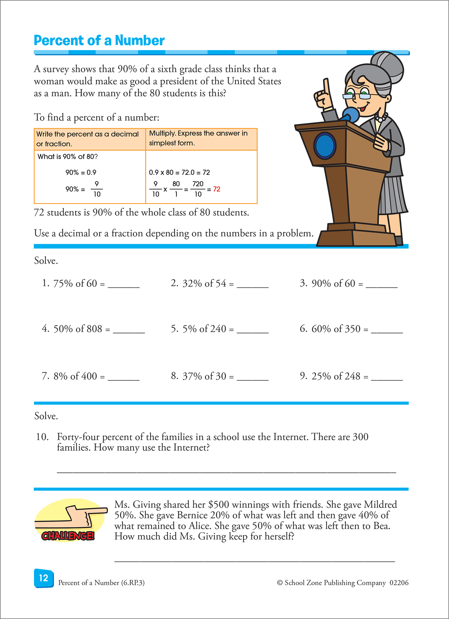 6th Grade Math Workbook – School Zone Publishing Company
