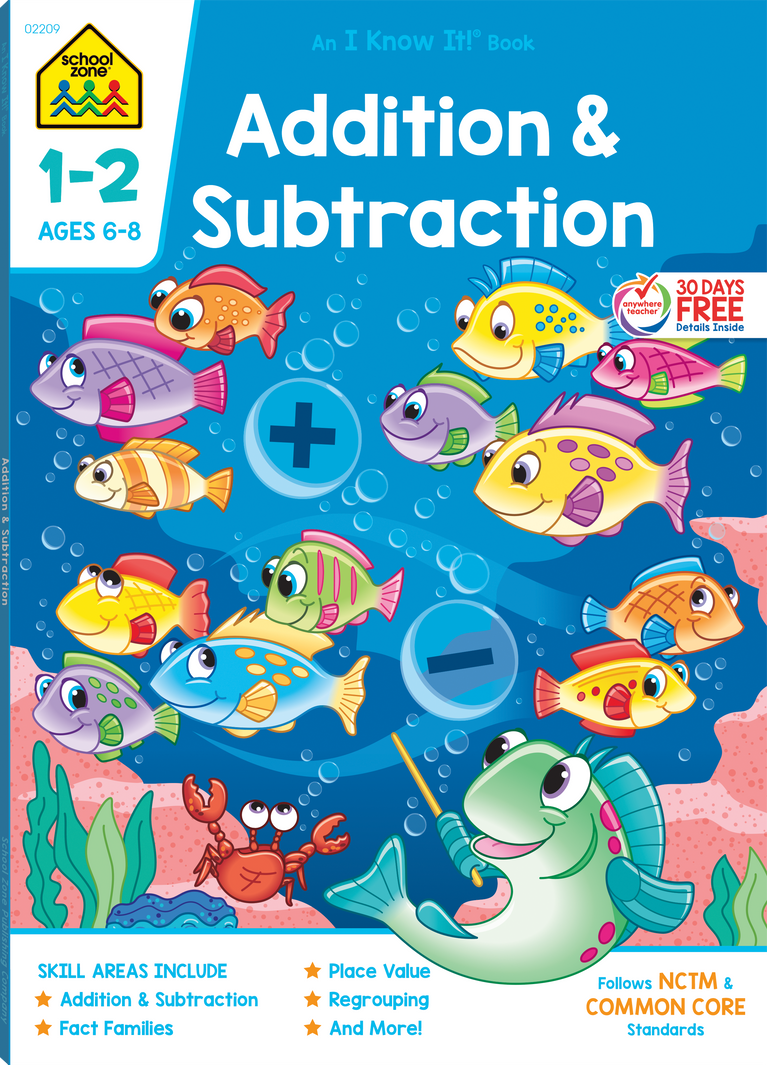 Addition & Subtraction Grades 1-2 Workbook – School Zone Publishing Company