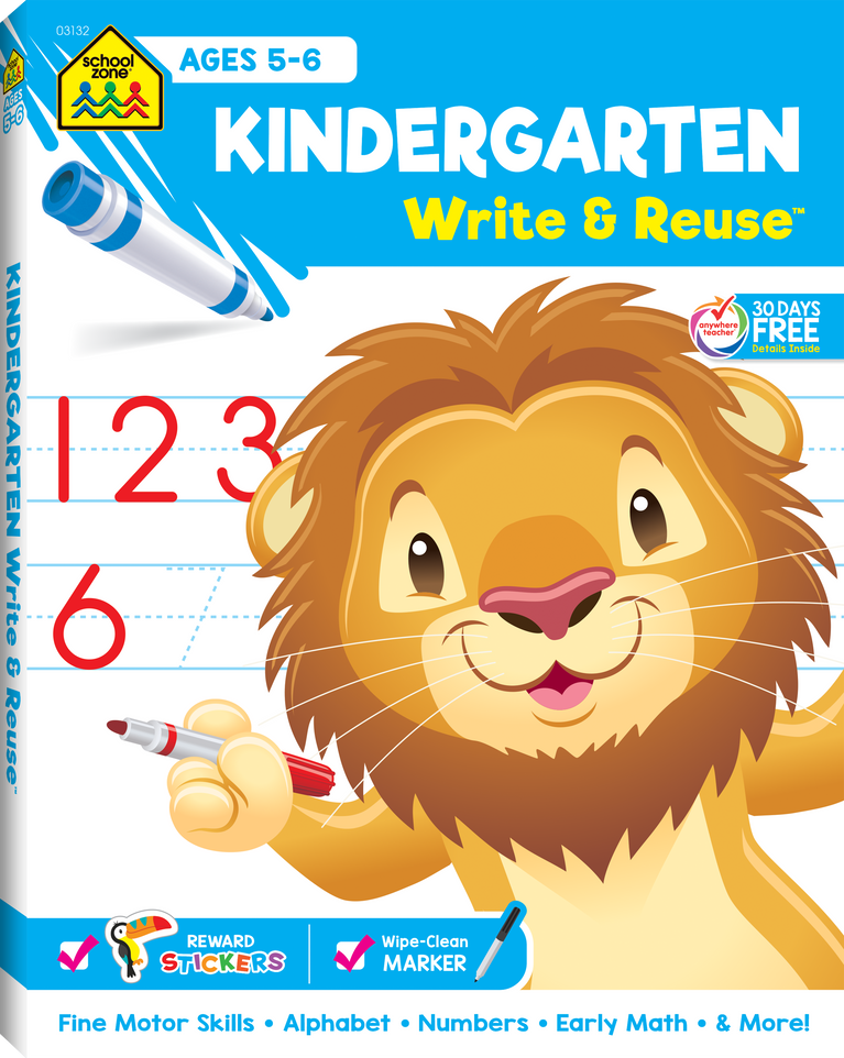 Kindergarten Write & Reuse Workbook – School Zone Publishing Company