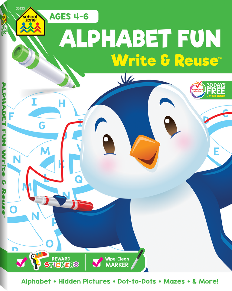 Alphabet Fun Write & Reuse Workbook – School Zone Publishing Company