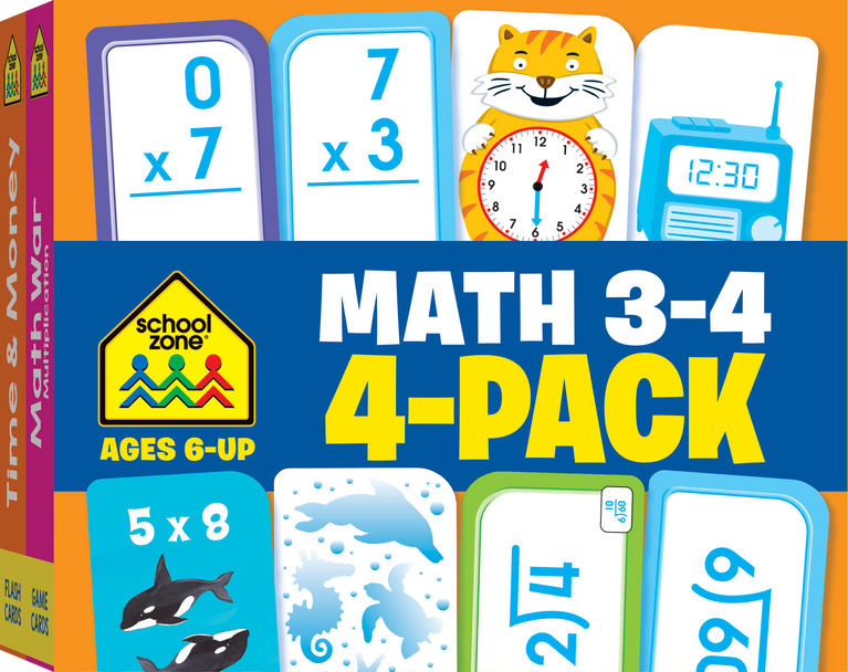 Math Grades 3-4 Flash Cards (4-Pack) – School Zone Publishing Company